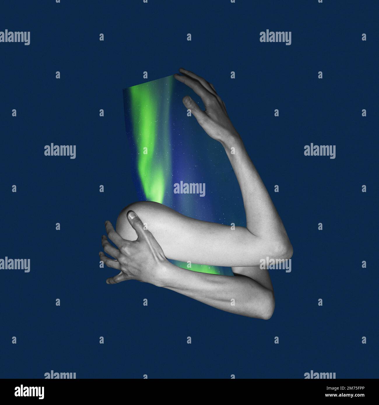 Contemporary art collage. Creative design. Abstract artwork with male ...