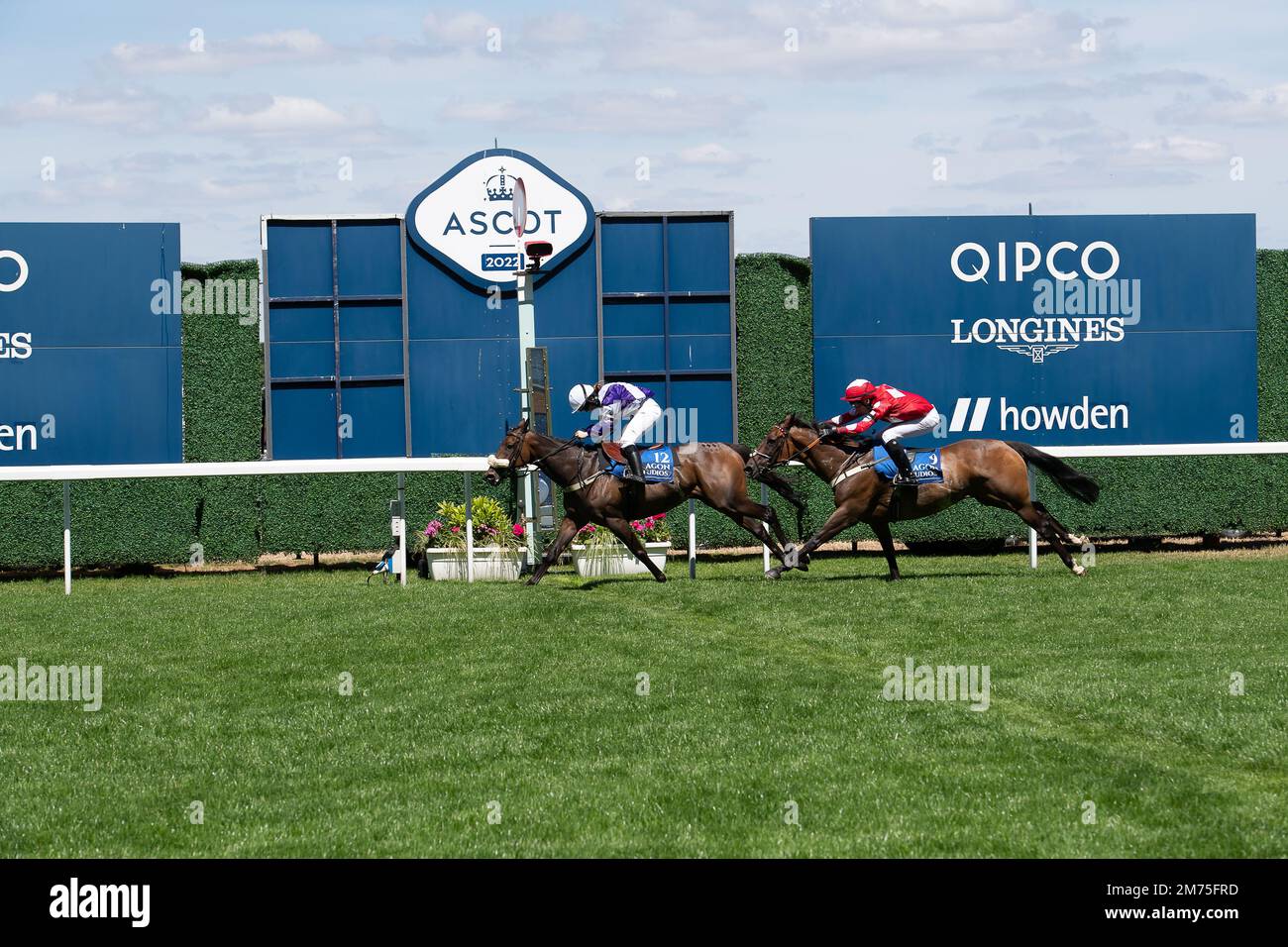 Ascot, Berkshire, UK. 9th July, 2022. Jockey Mean Ridsdale riding horse ...