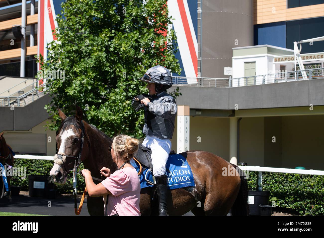 Ascot, Berkshire, UK. 9th July, 2022. Jack Doughty riding horse Madame ...