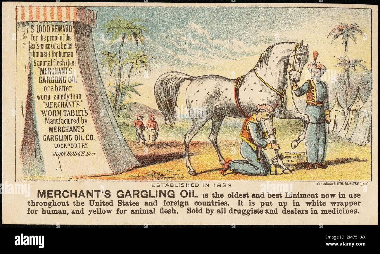 Advertisement for Merchant's Gargling Oil; circa 1900 Stock Photo - Alamy