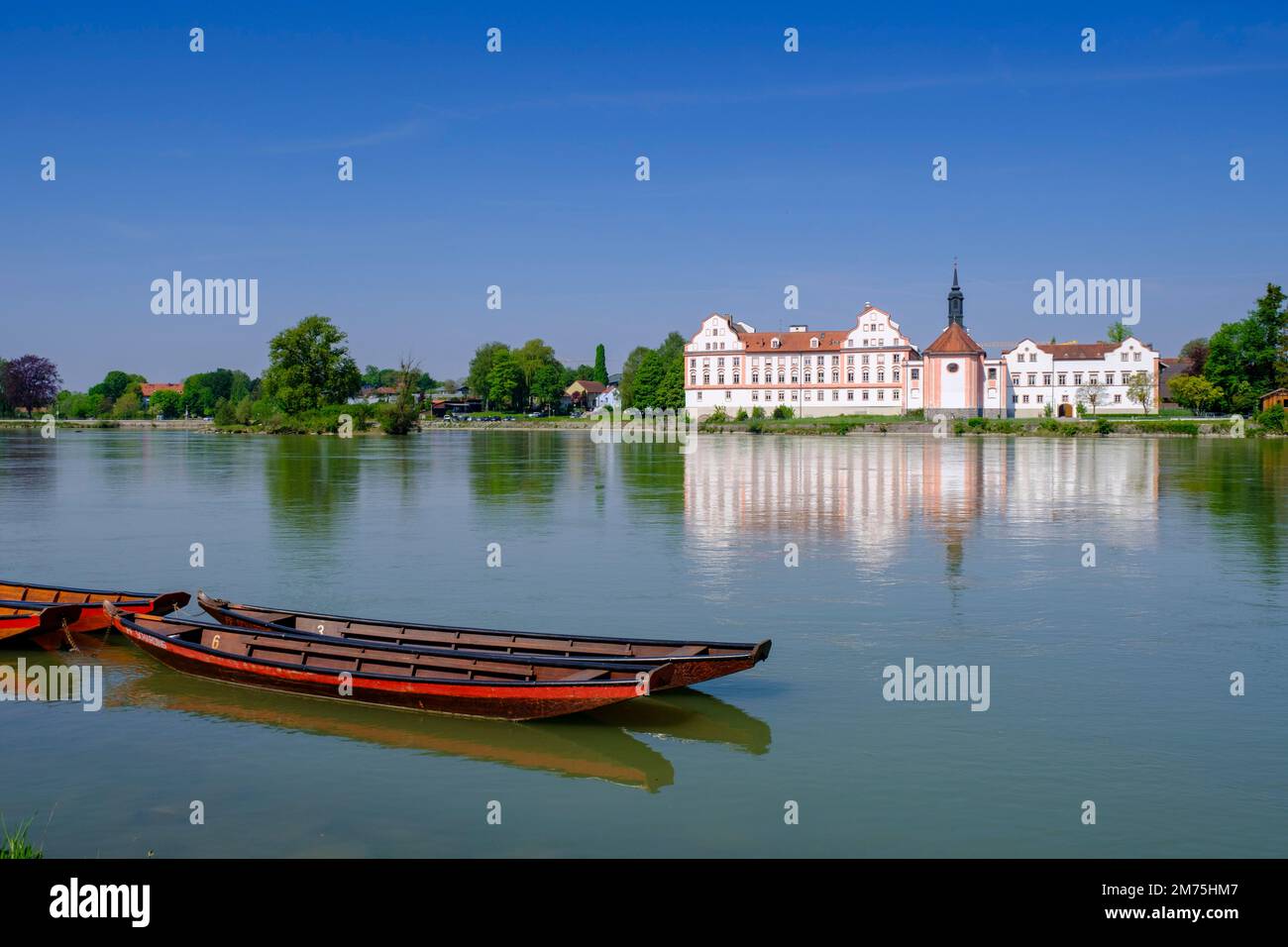 Castle Neuhaus am Inn, seen from Schaerding, baroque moated castle ...