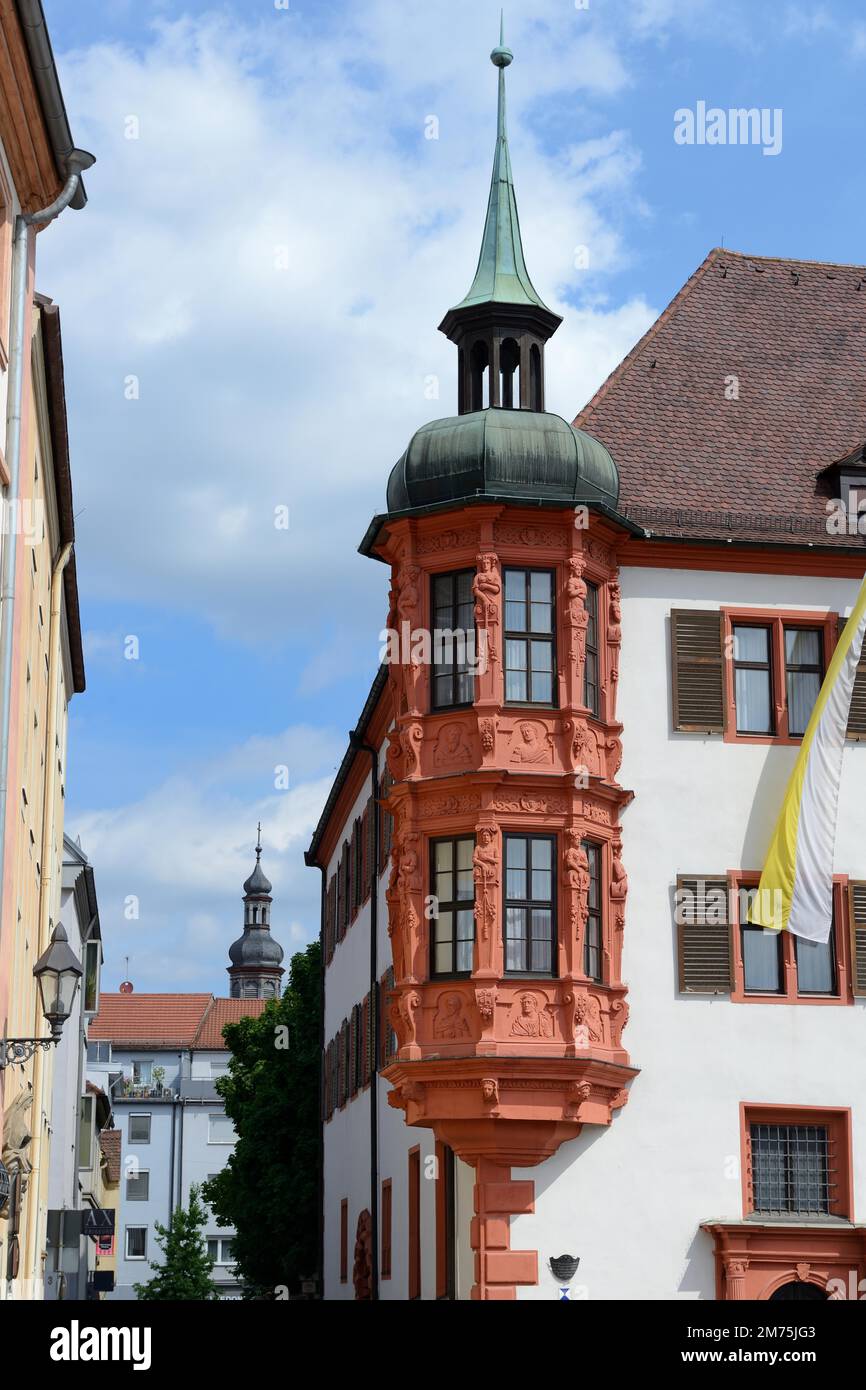 Bay window at the Bischofspalais, Wuerzburg, Lower Franconia, Bavaria ...