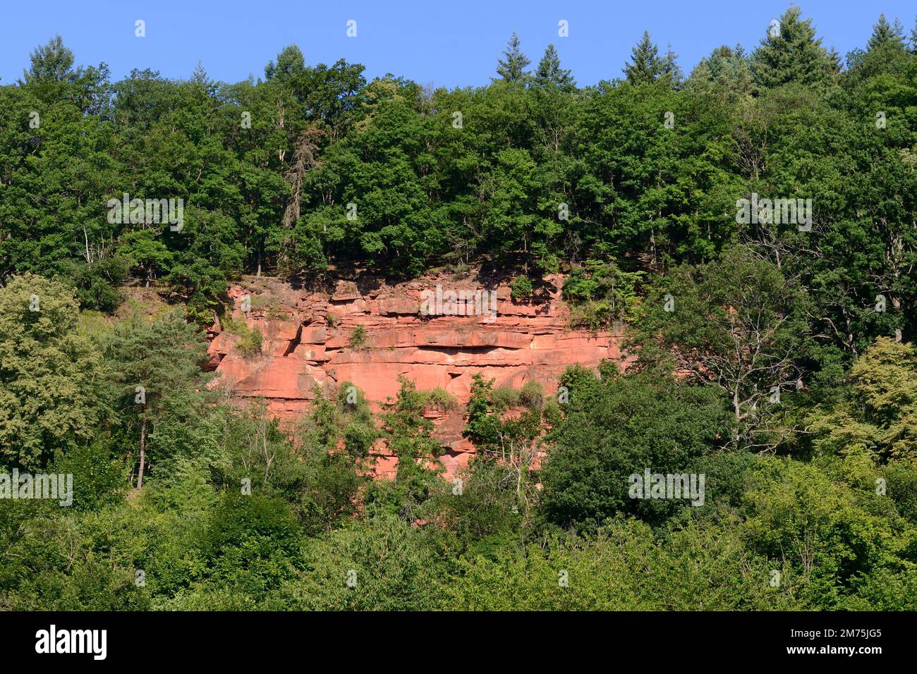 Red sandstone rock near Wertheim, Germany Stock Photo - Alamy