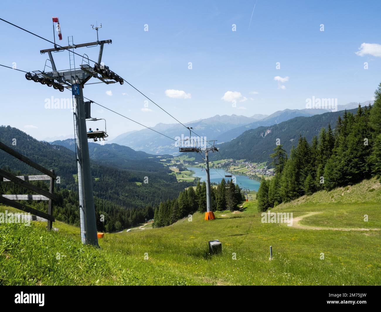 View from the mountain station of the mountain railway Weissensee to ...