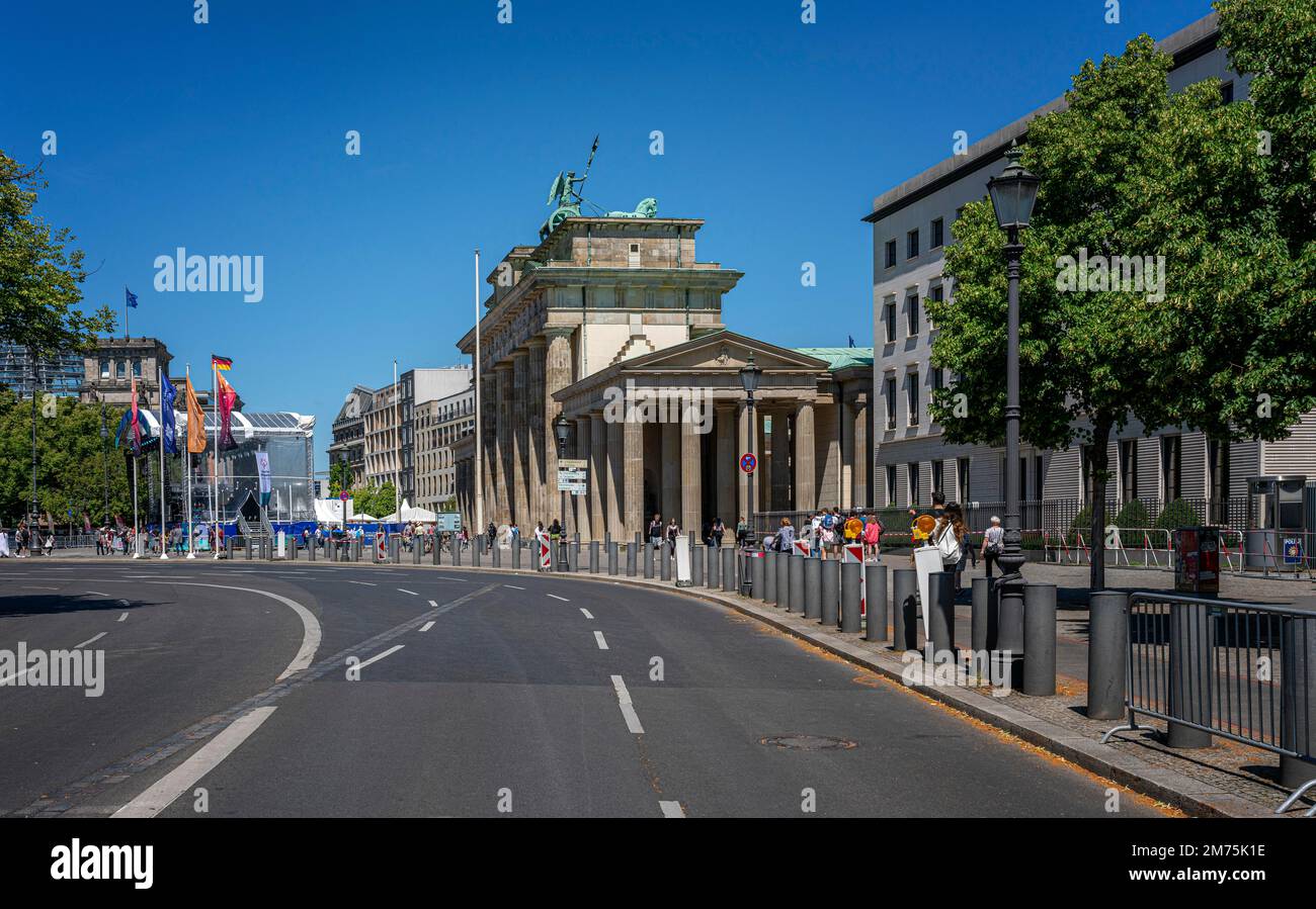 Blocked off street at the Brandenburg Gate, Berlin, Germany Stock Photo ...