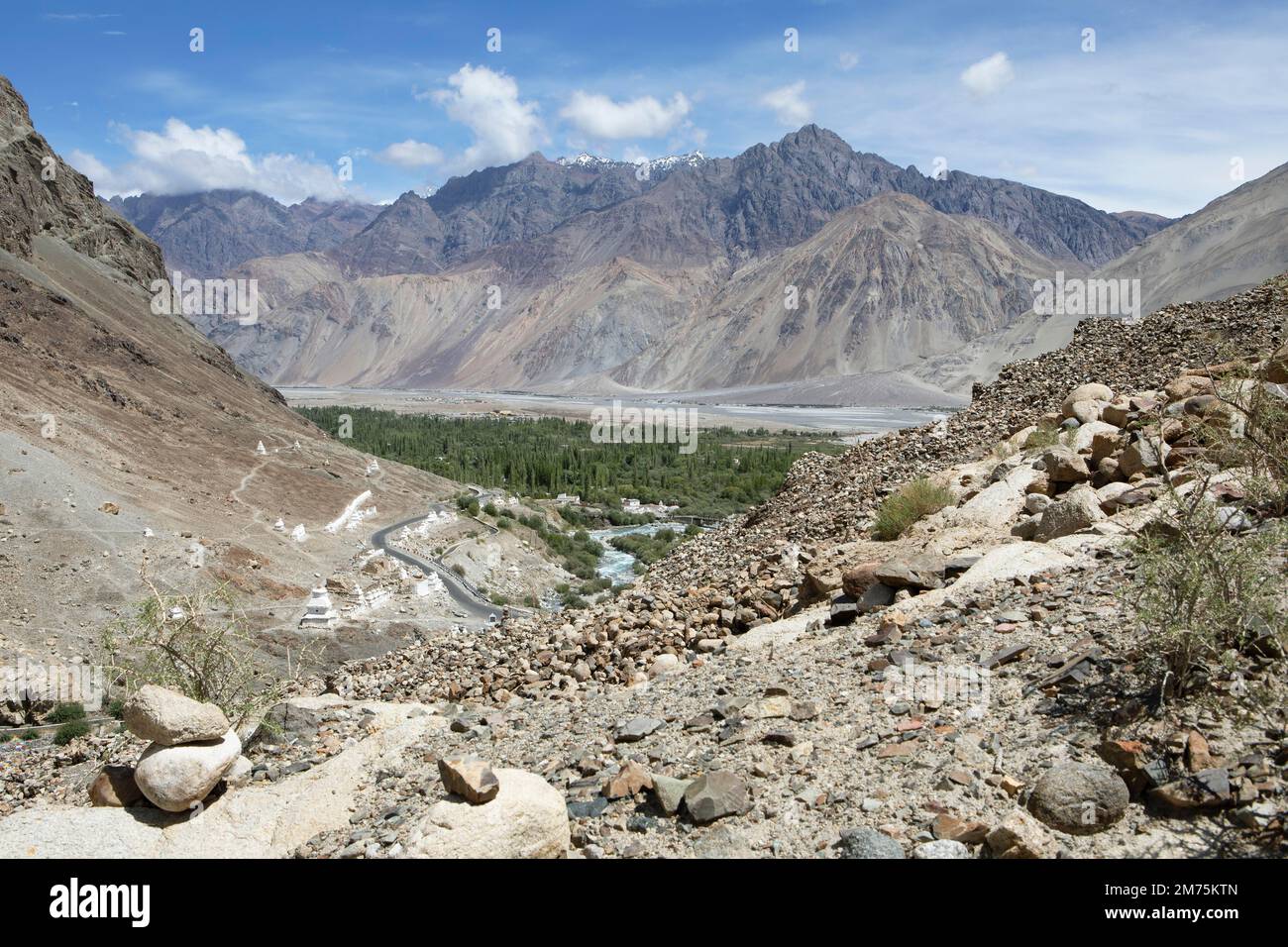 Nubra Valley with the Hunder River, Leh District, Nubra Tehsil, Ladakh ...