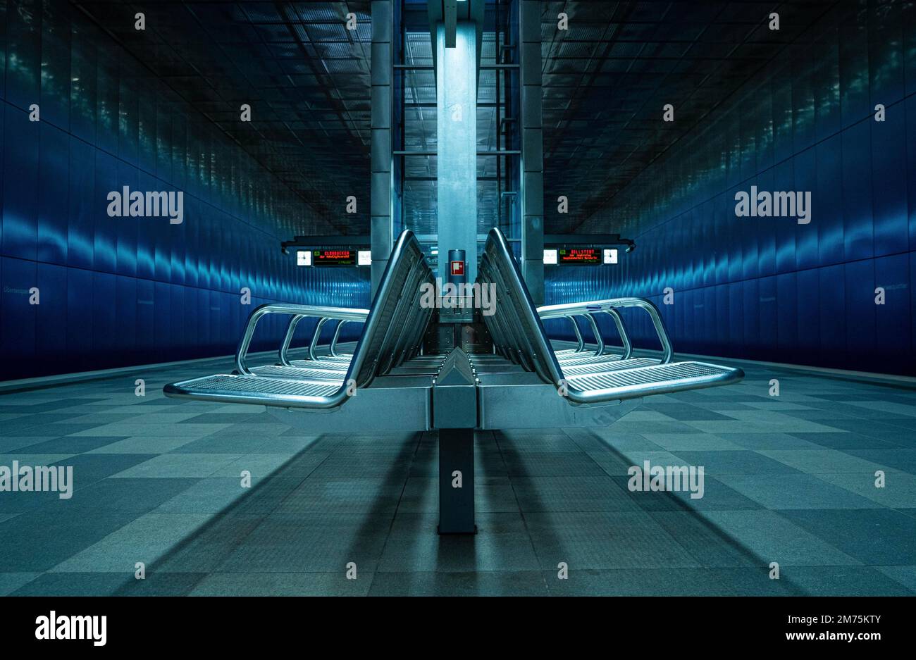 Ueberseequartier underground station by night, Hamburg, Germany Stock ...