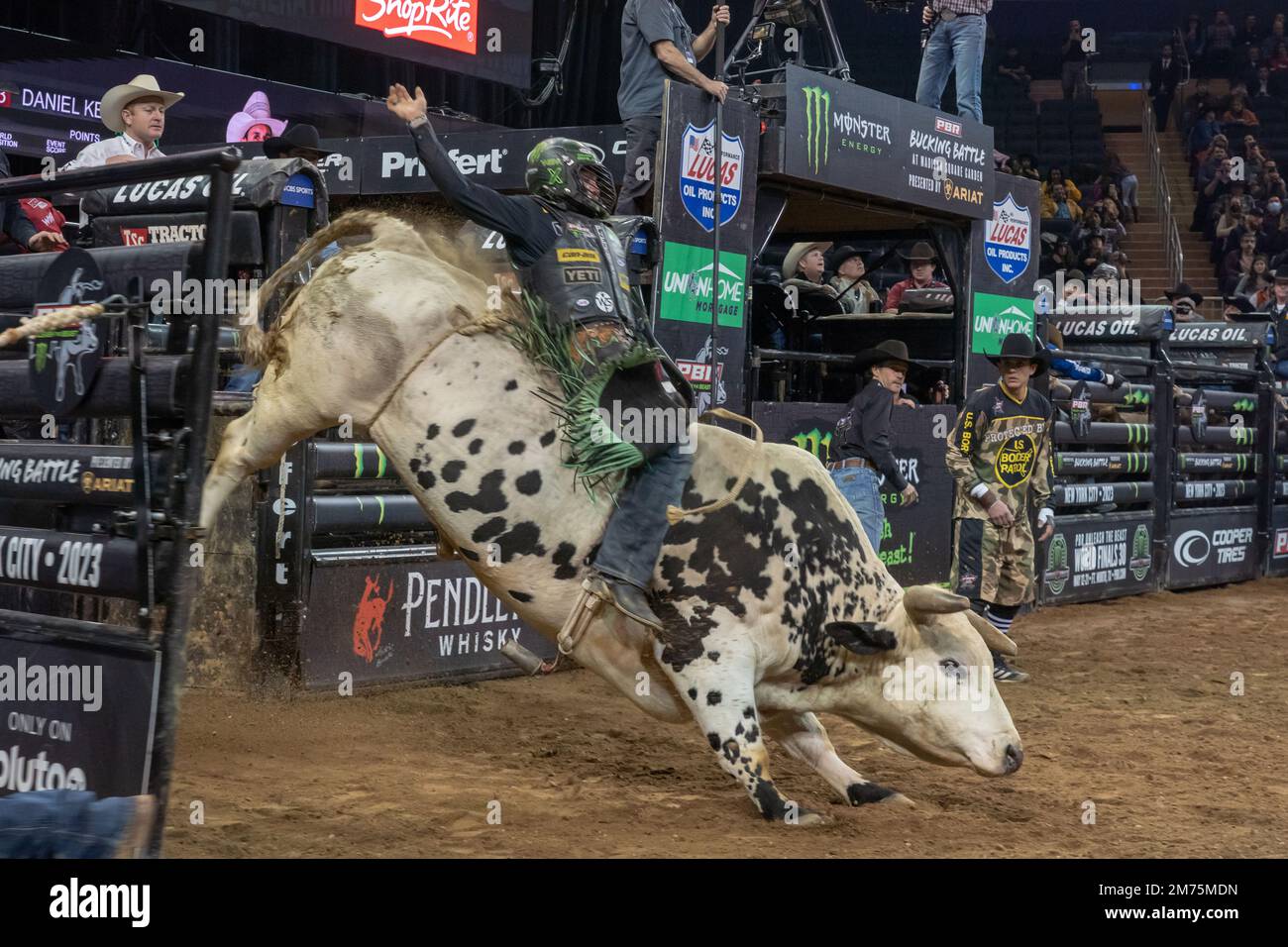 NEW YORK, NEW YORK - JANUARY 06: Chase Outlaw rides The Undertaker ...