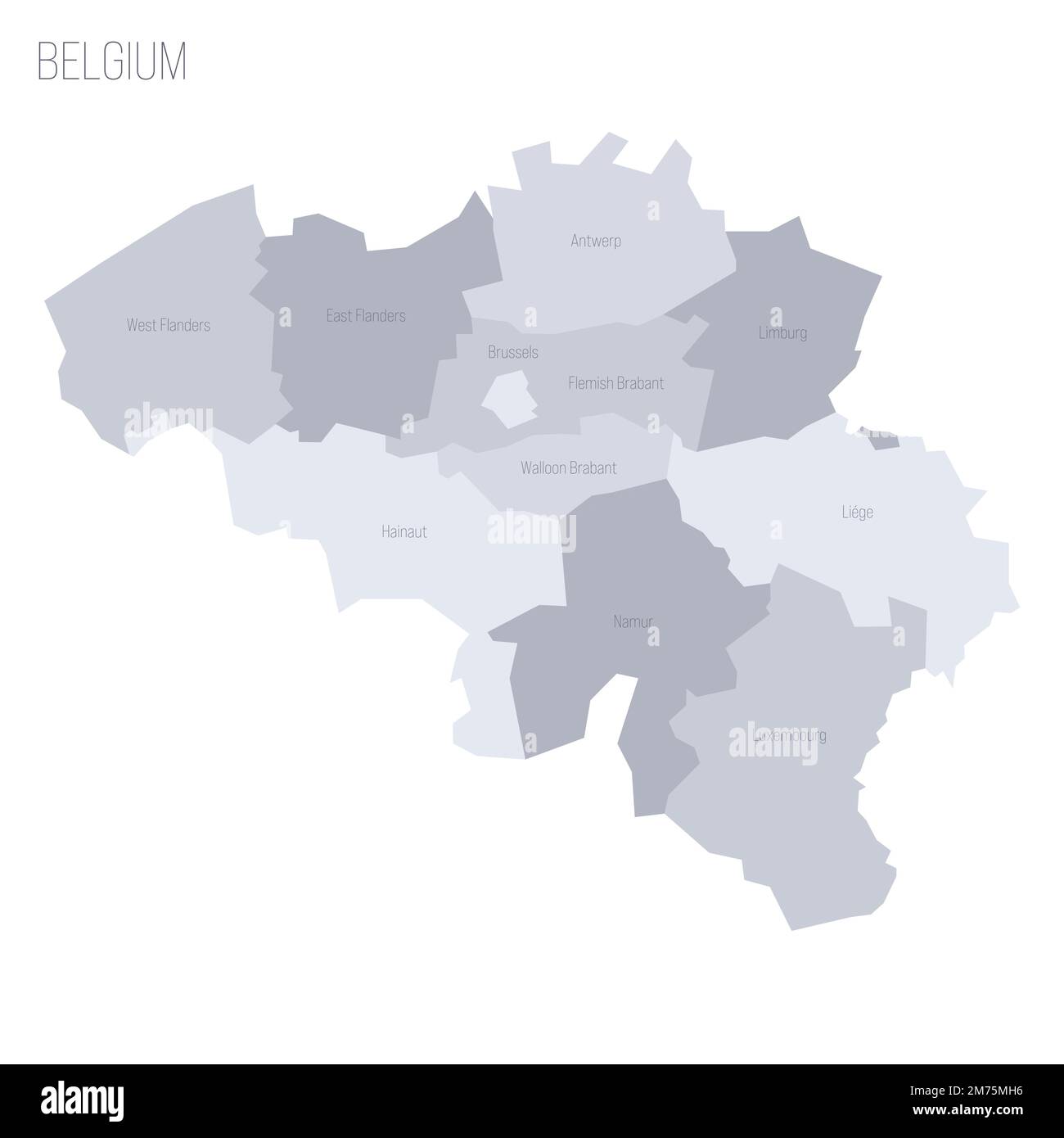 Belgium political map of administrative divisions - provinces. Grey ...