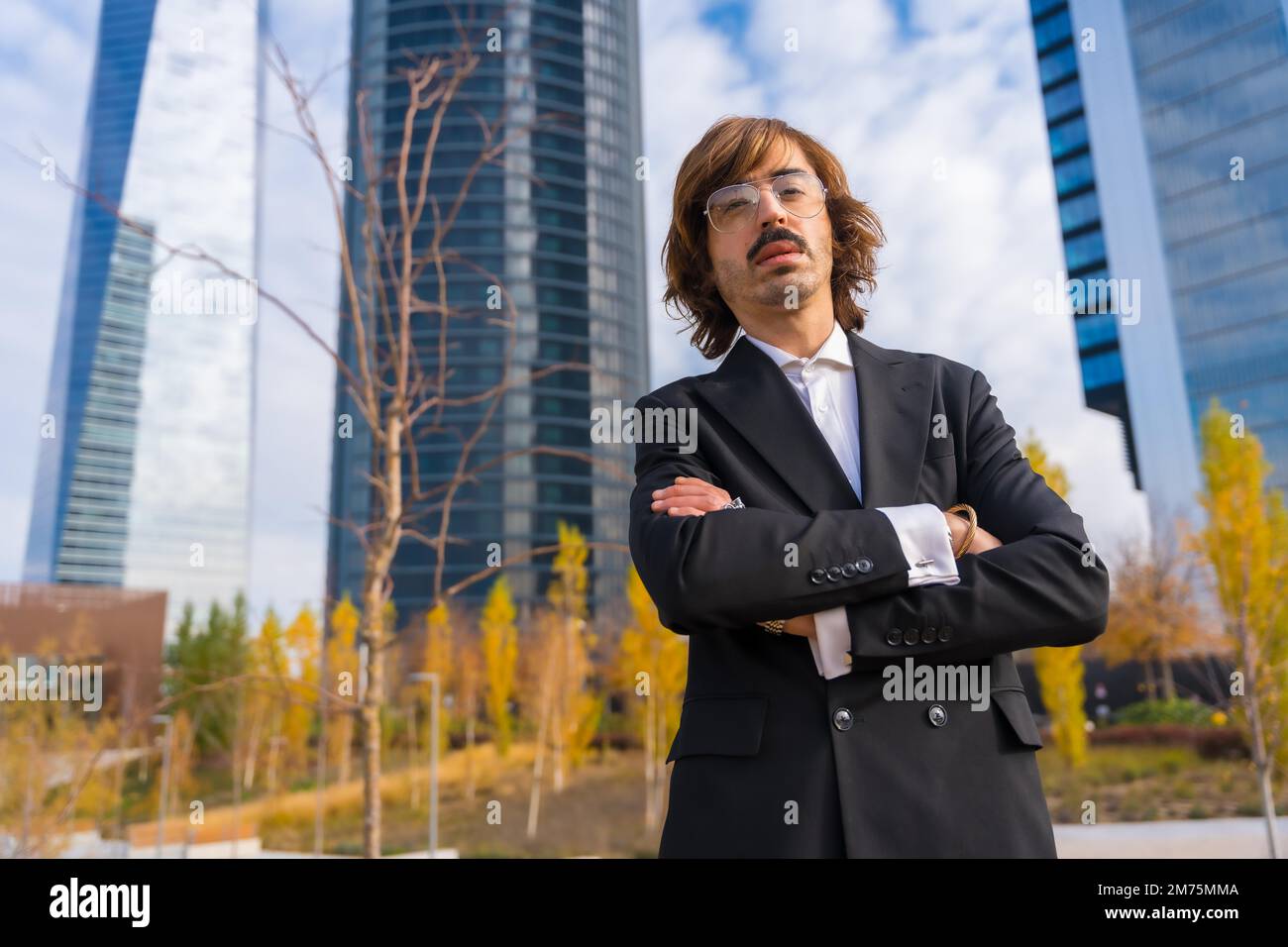 Corporate portrait of alternative entrepreneur, business park, tech ...
