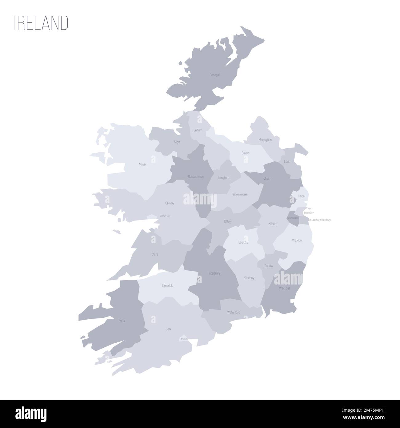 Ireland political map of administrative divisions - counties and cities ...