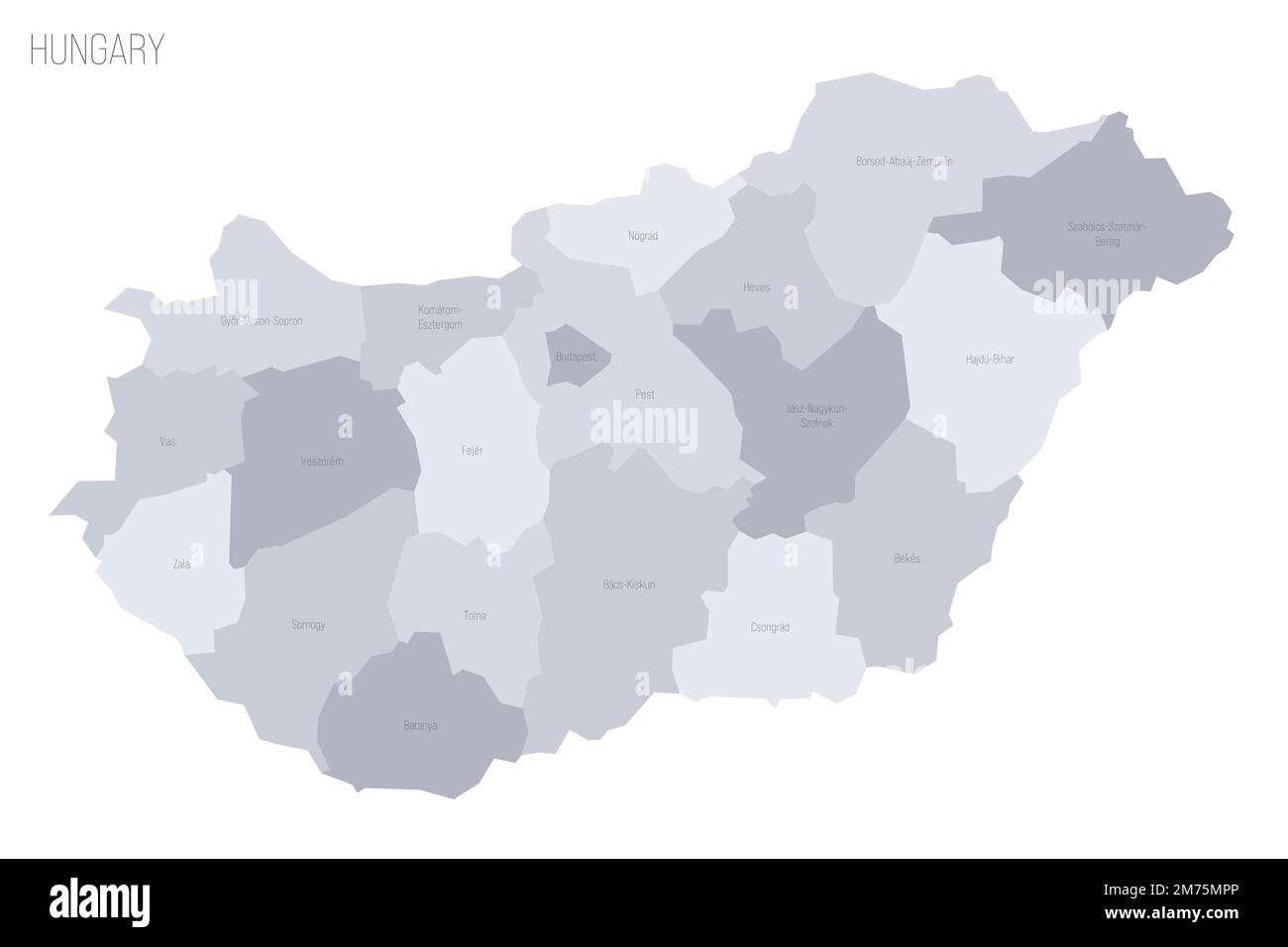 Hungary political map of administrative divisions - counties and ...