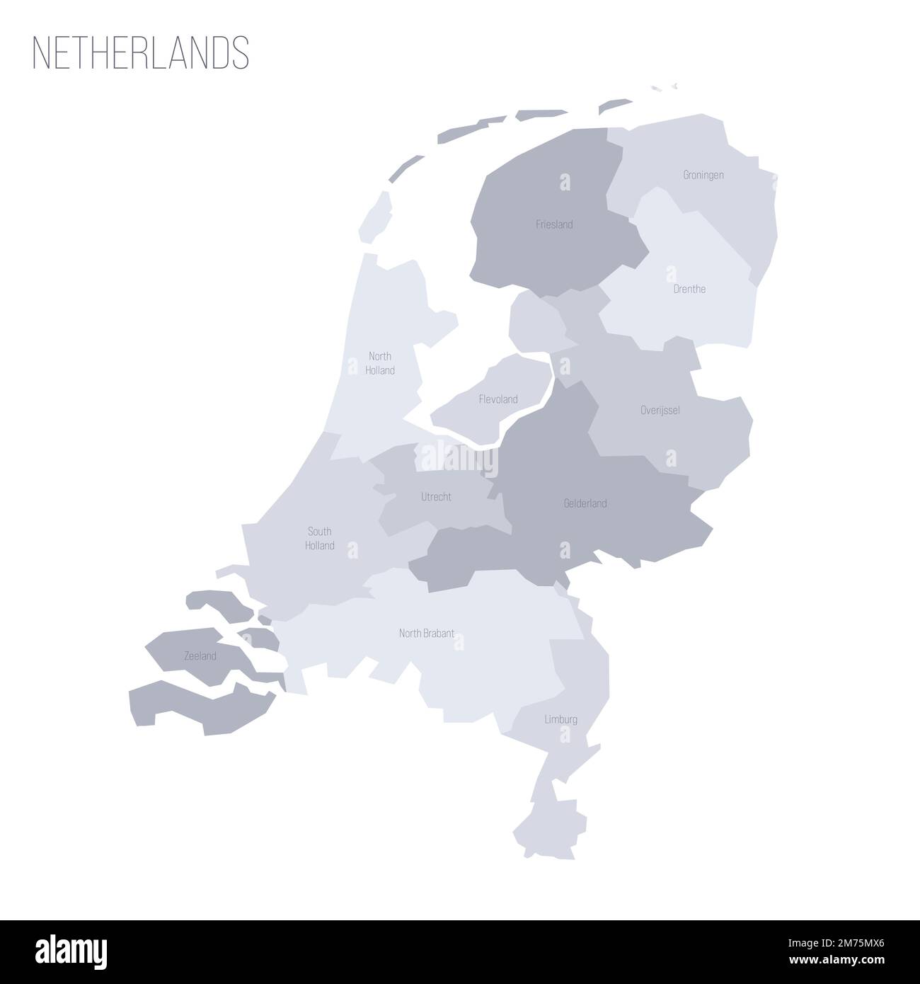 Netherlands political map of administrative divisions - provinces. Grey ...