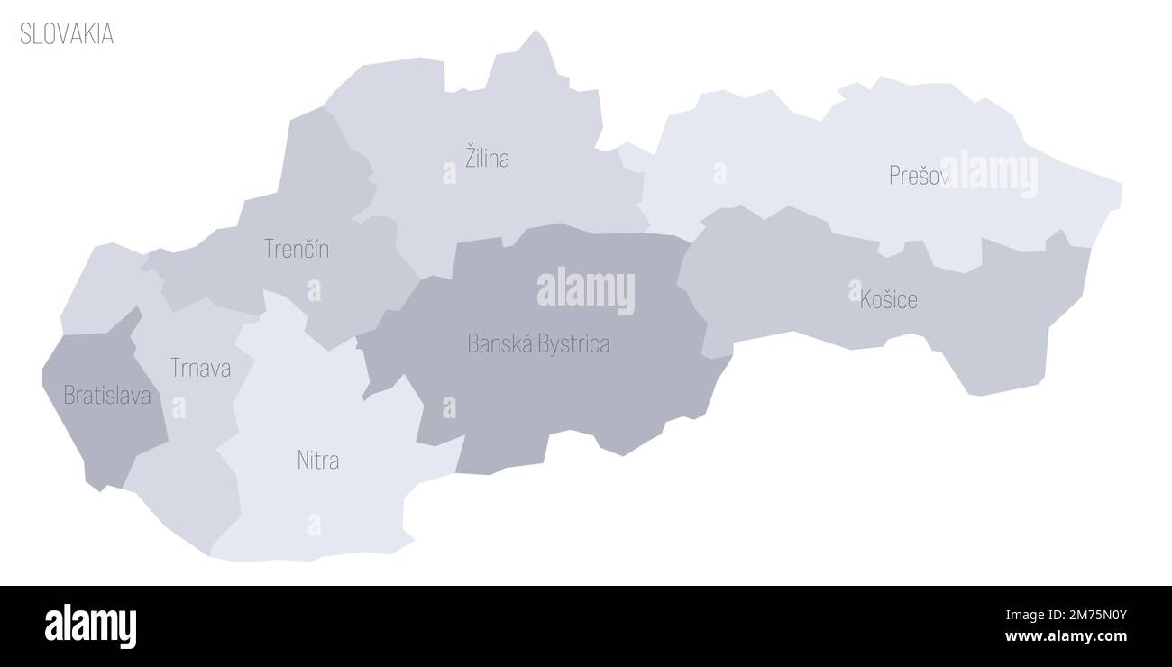 Slovakia political map of administrative divisions - regions. Grey ...