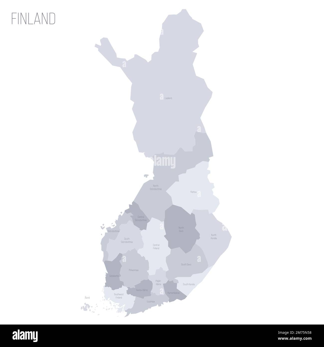 Finland political map of administrative divisions - regions and one ...