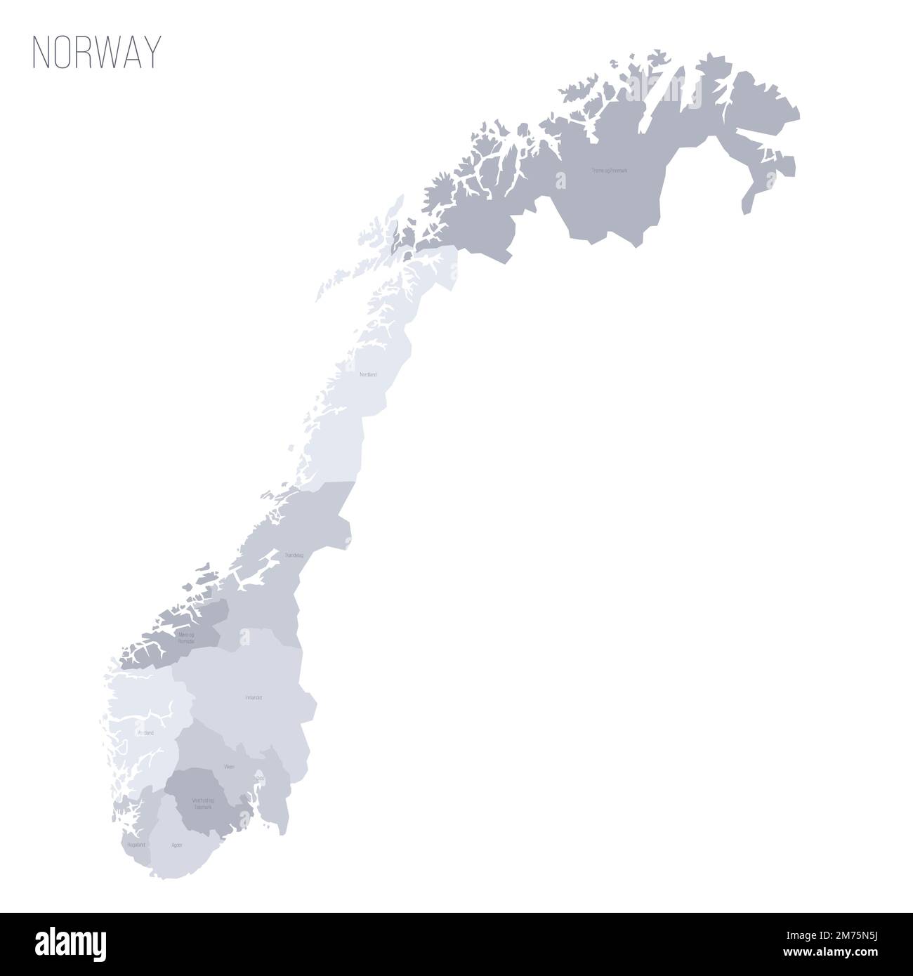 Norway political map of administrative divisions - counties and ...
