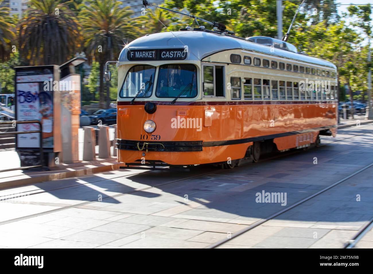 Historic tramway, San Francisco harbour, California, USA Stock Photo ...