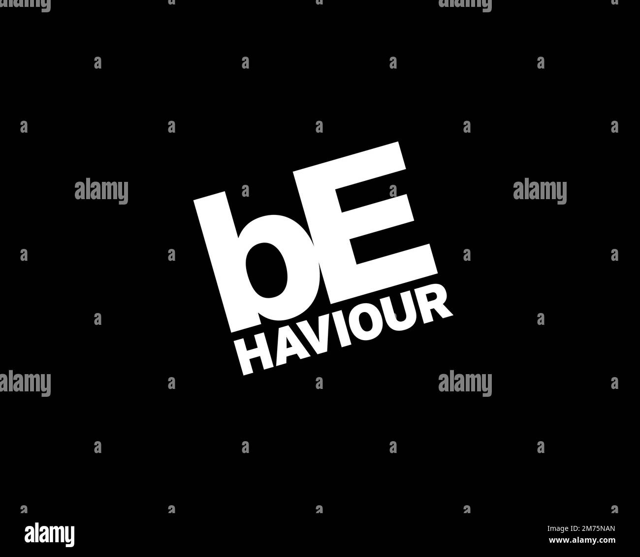 Behaviour Interactive, rotated logo, black background Stock Photo - Alamy