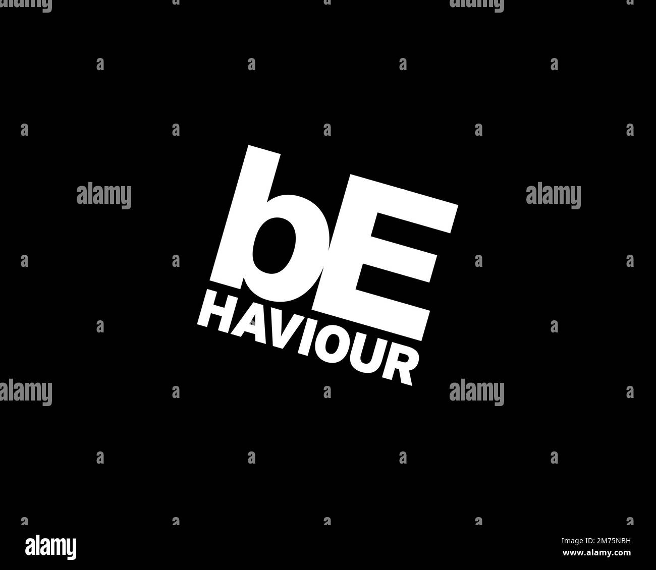 Behaviour Interactive, rotated logo, black background B Stock Photo - Alamy