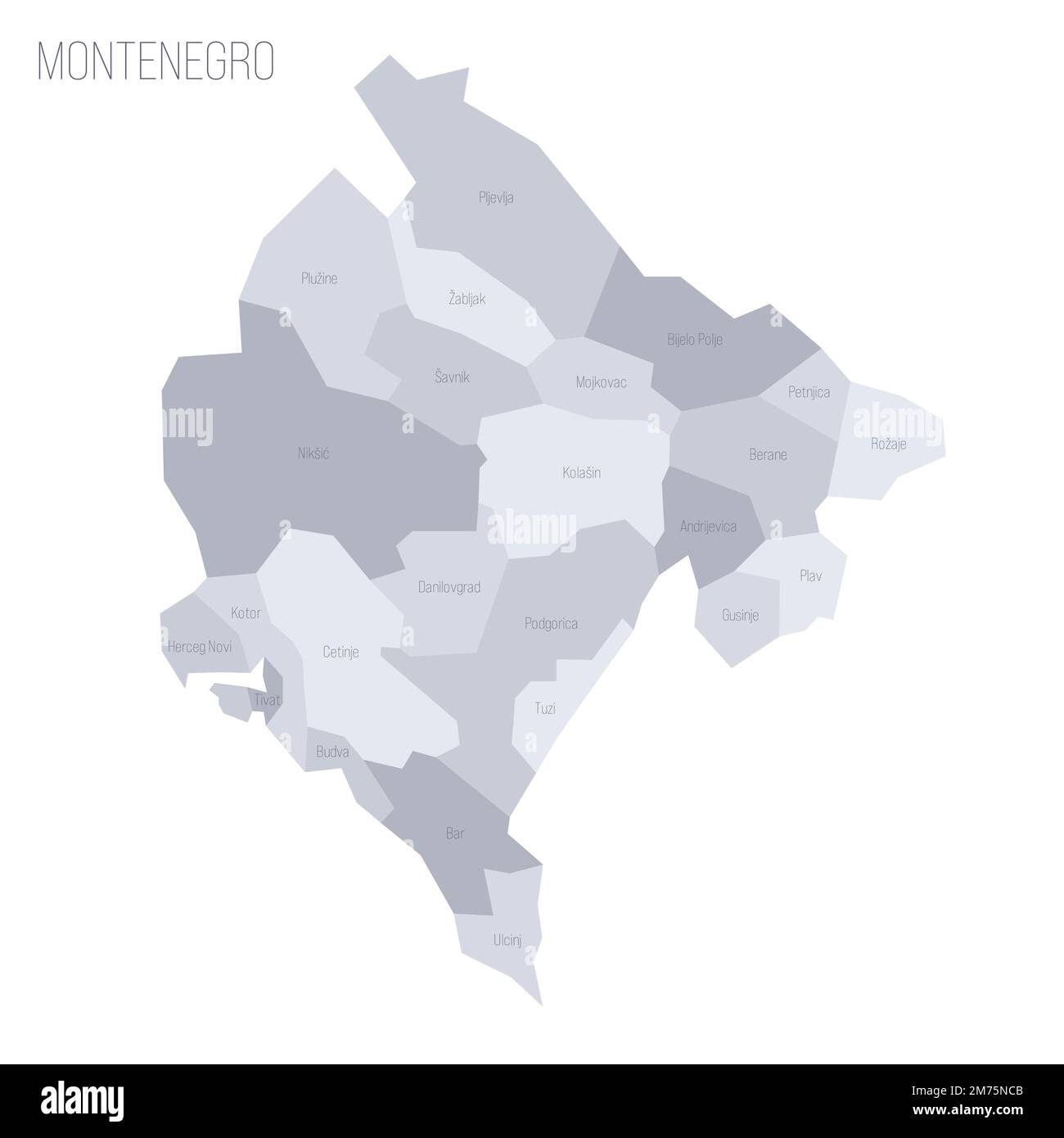 Montenegro political map of administrative divisions - municipalities ...