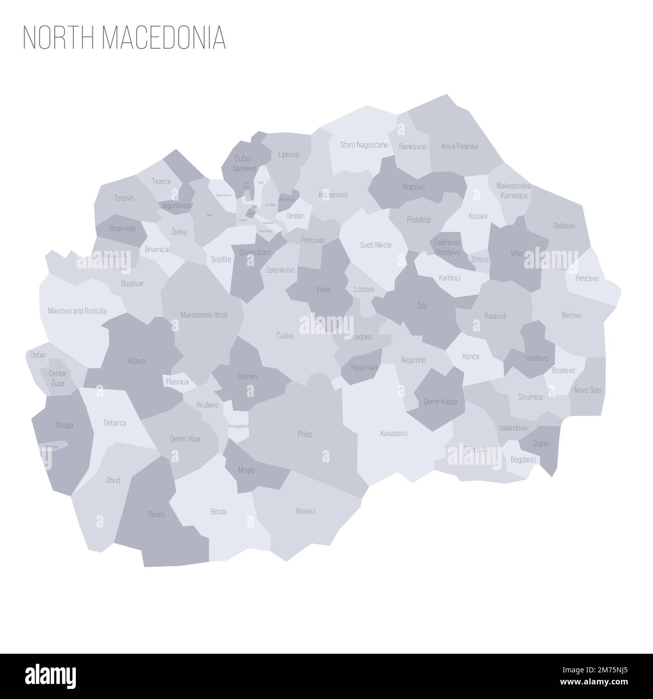 North Macedonia political map of administrative divisions ...