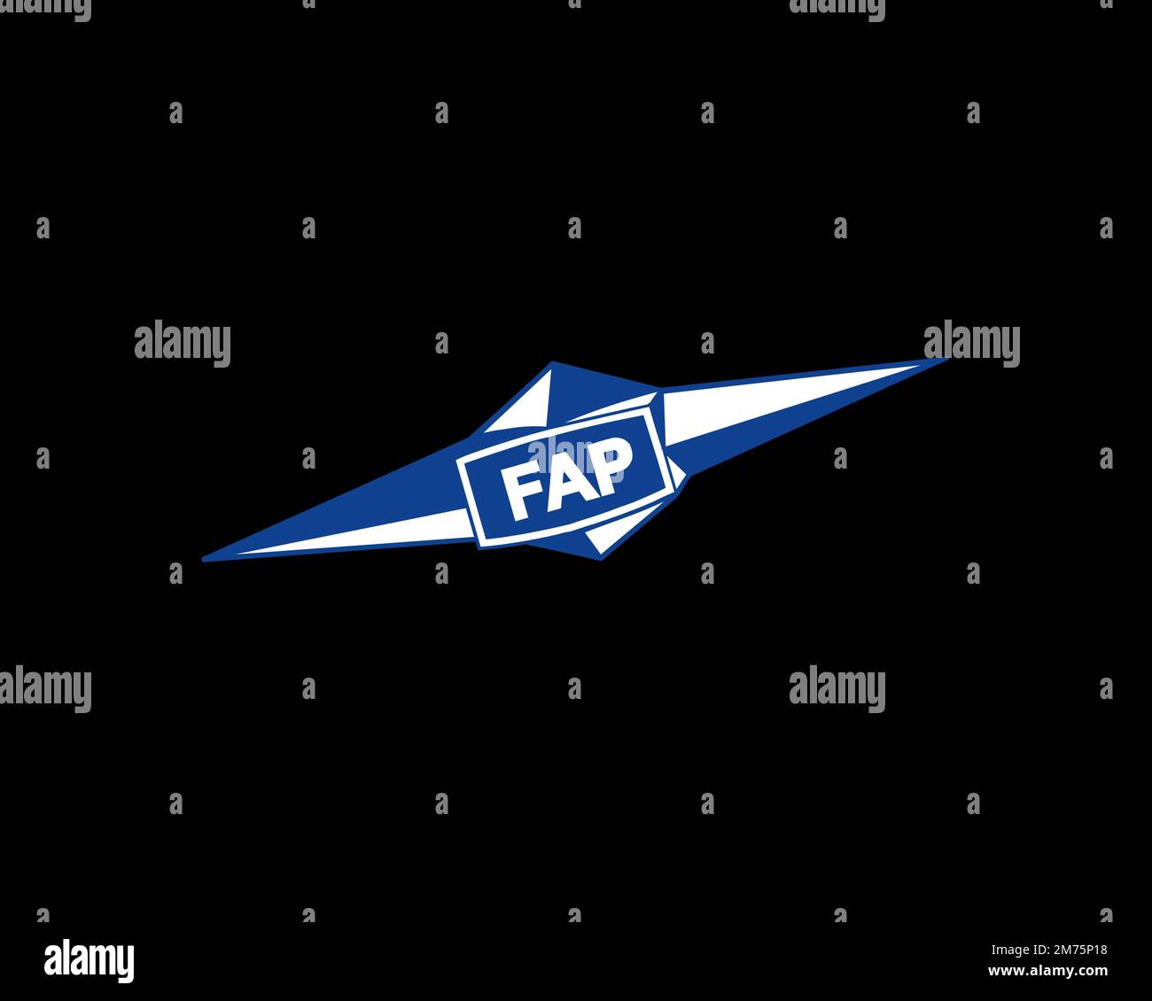 Fabrika automobila Priboj, rotated logo, black background Stock Photo ...