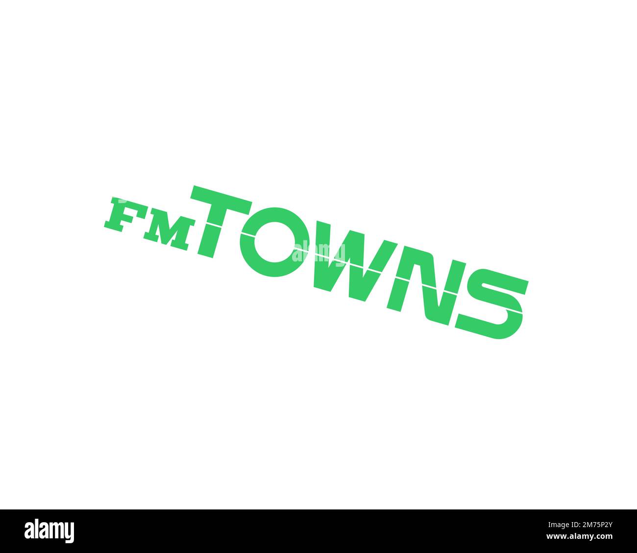 FM Towns, rotated logo, white background B Stock Photo - Alamy