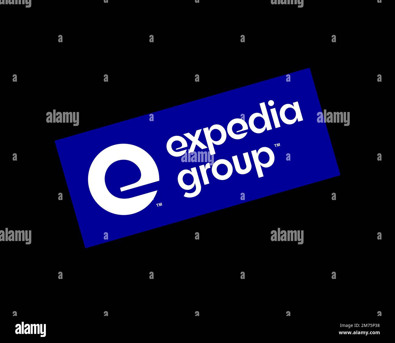 Expedia Group, rotated logo, black background Stock Photo - Alamy