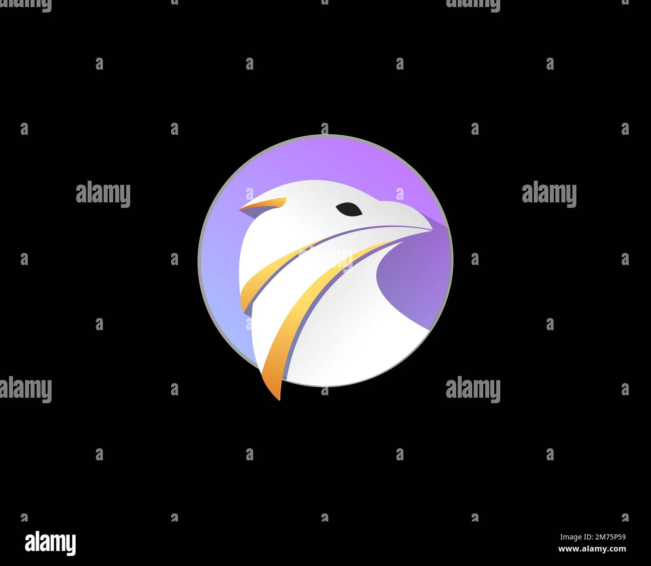 Falkon, rotated logo, black background Stock Photo - Alamy