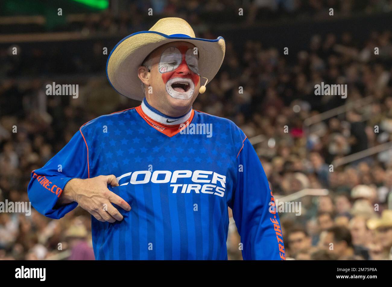 NEW YORK, NEW YORK - JANUARY 06: PBR barrelman Flint Rasmussen ...