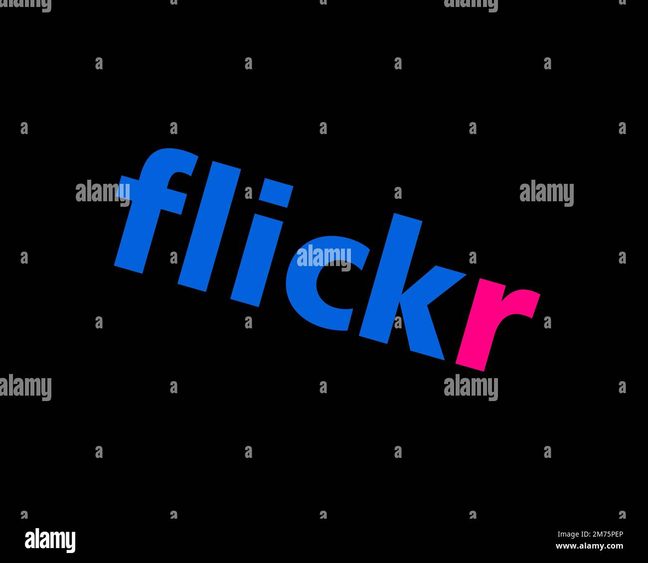 Flickr, rotated logo, black background B Stock Photo - Alamy