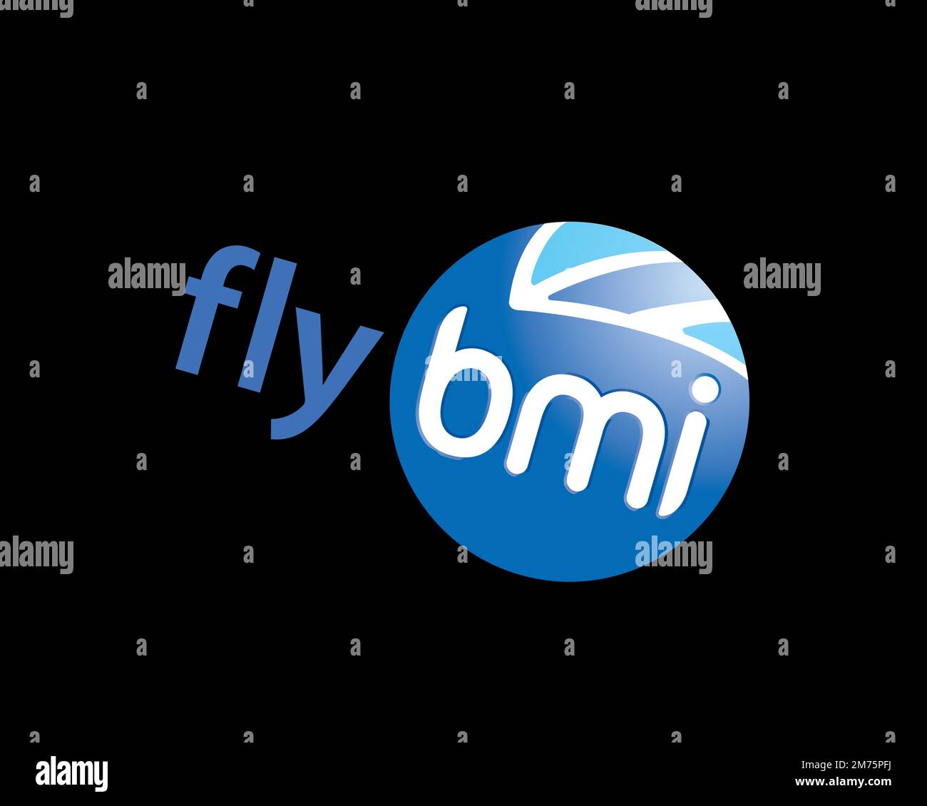 Flybmi, rotated logo, black background B Stock Photo - Alamy