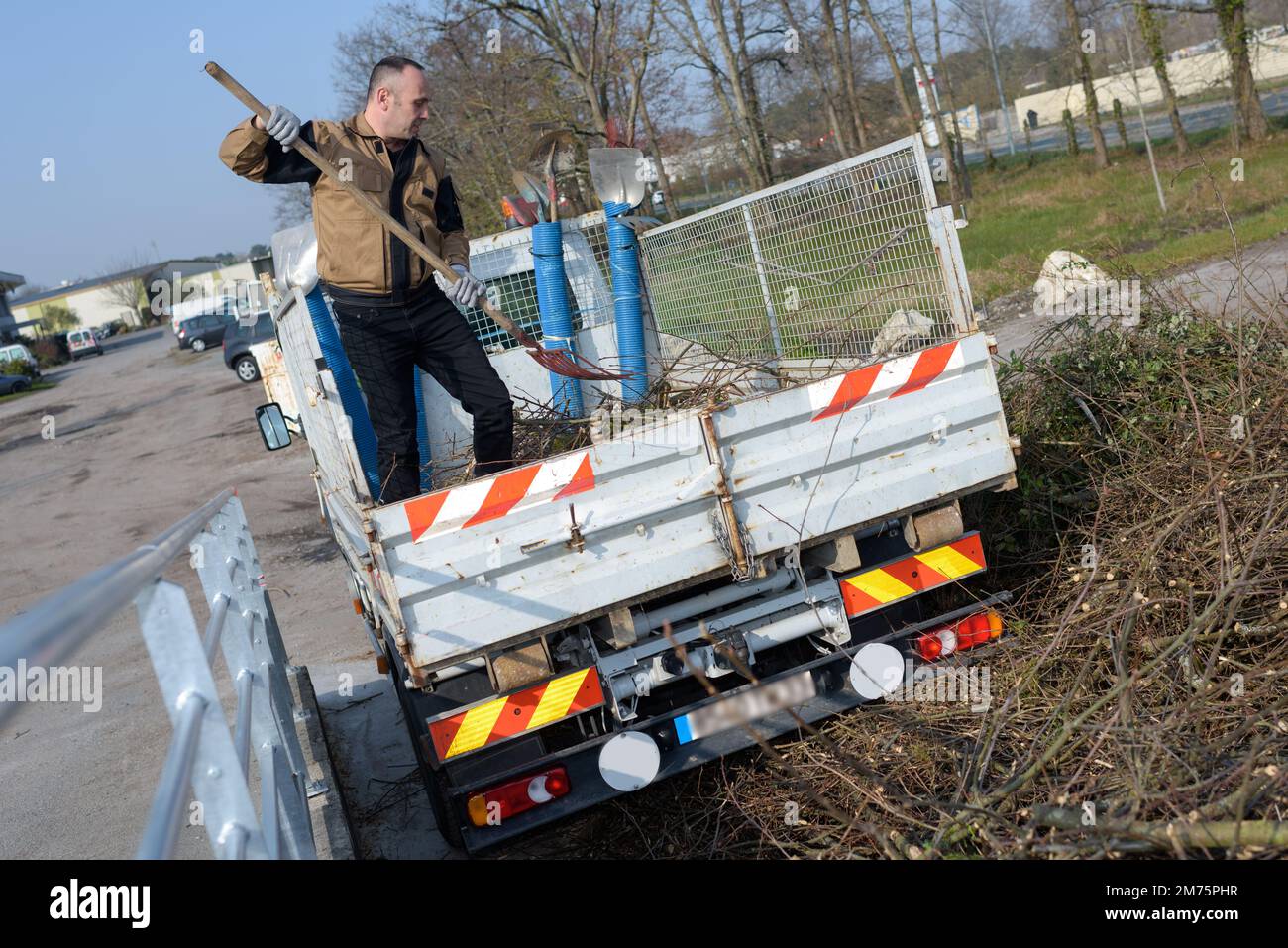dustman cleaning lorry bin Stock Photo - Alamy