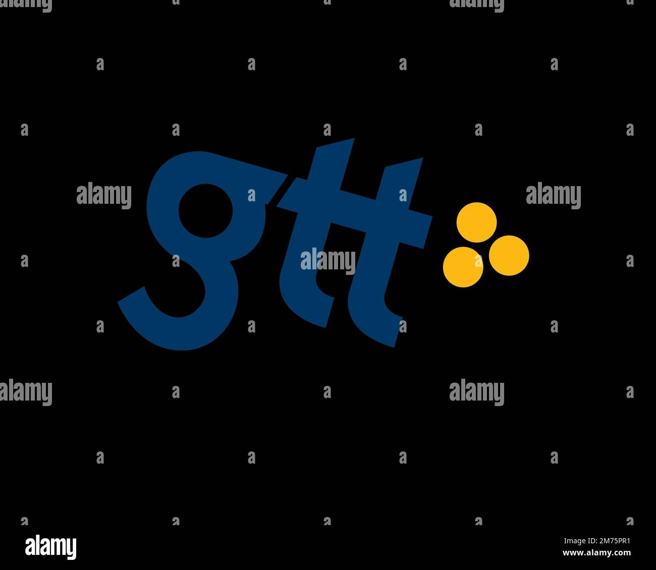 GTT Communications, rotated logo, black background B Stock Photo - Alamy
