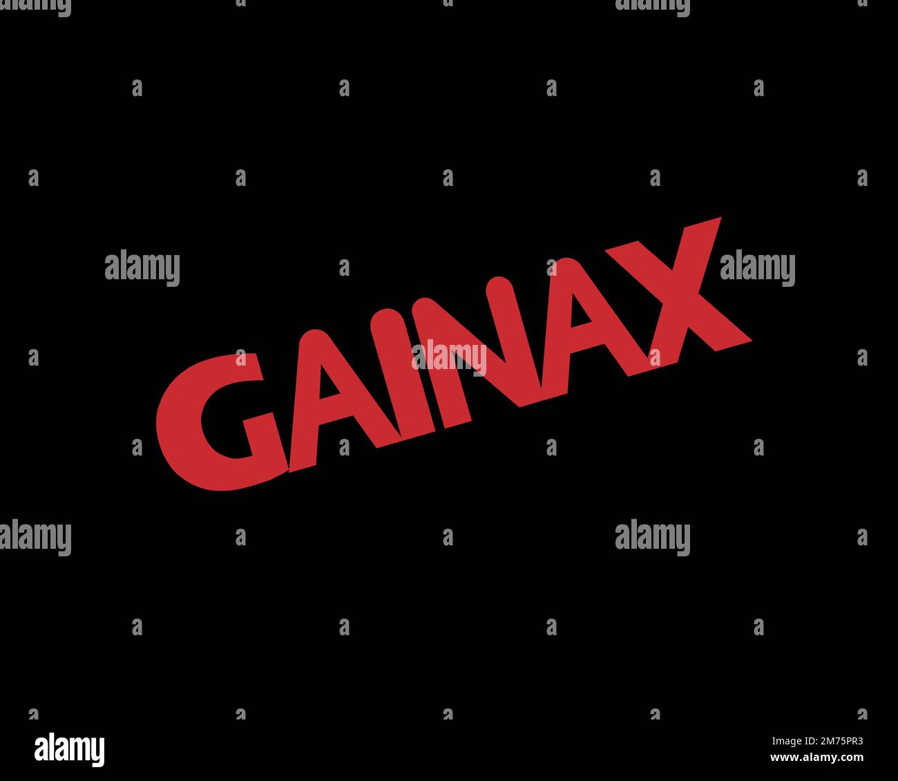 Gainax, rotated logo, black background Stock Photo - Alamy