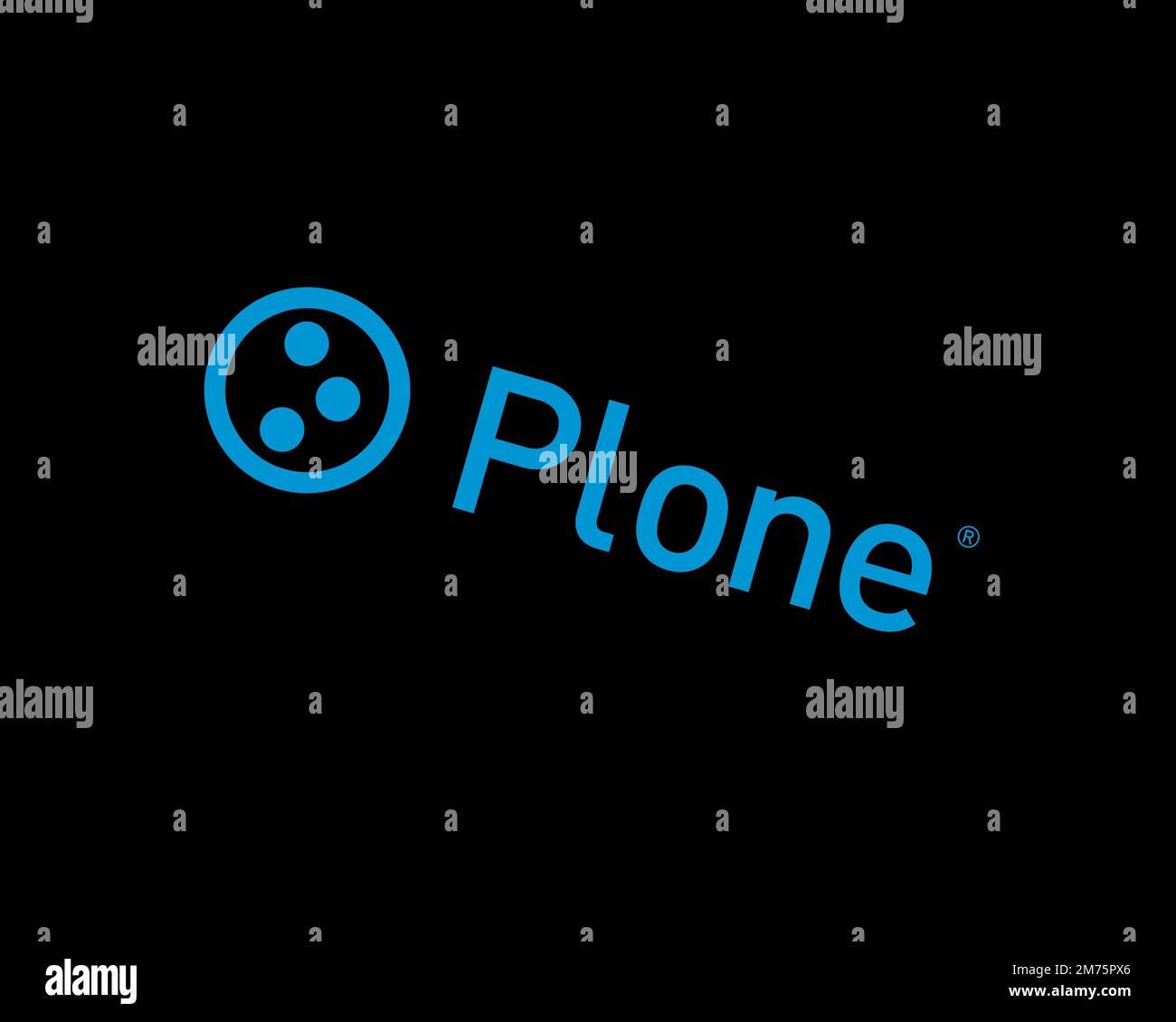 Plone software, rotated logo, black background B Stock Photo - Alamy