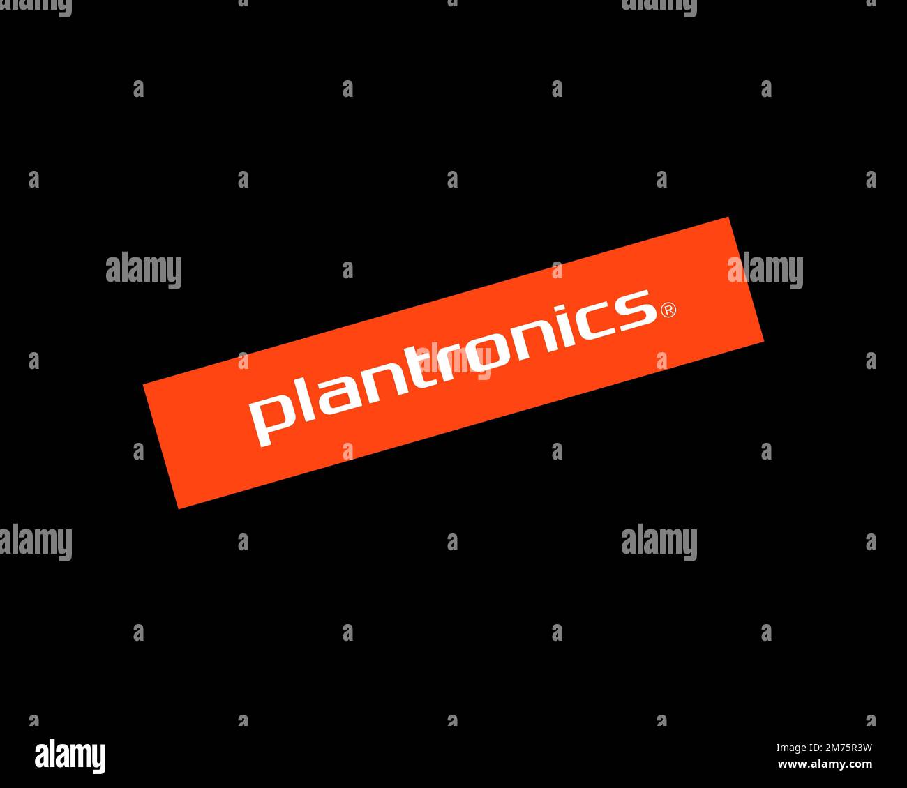 Plantronics, rotated logo, black background Stock Photo - Alamy