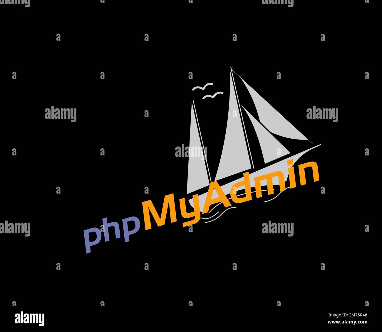 PhpMyAdmin, rotated logo, black background Stock Photo - Alamy