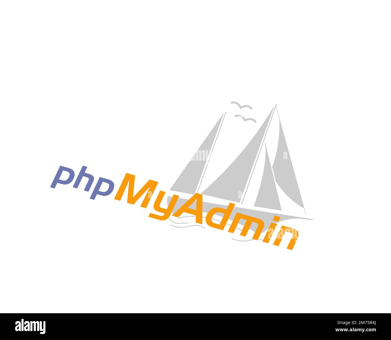 PhpMyAdmin, rotated logo, white background B Stock Photo - Alamy