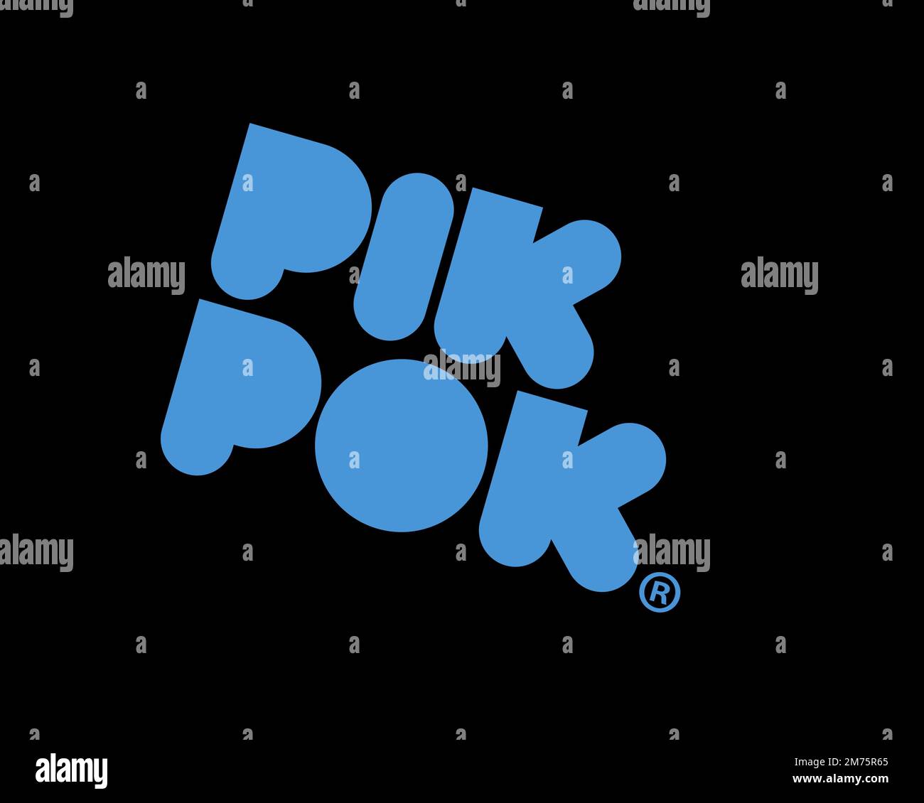 PikPok, rotated logo, black background B Stock Photo - Alamy