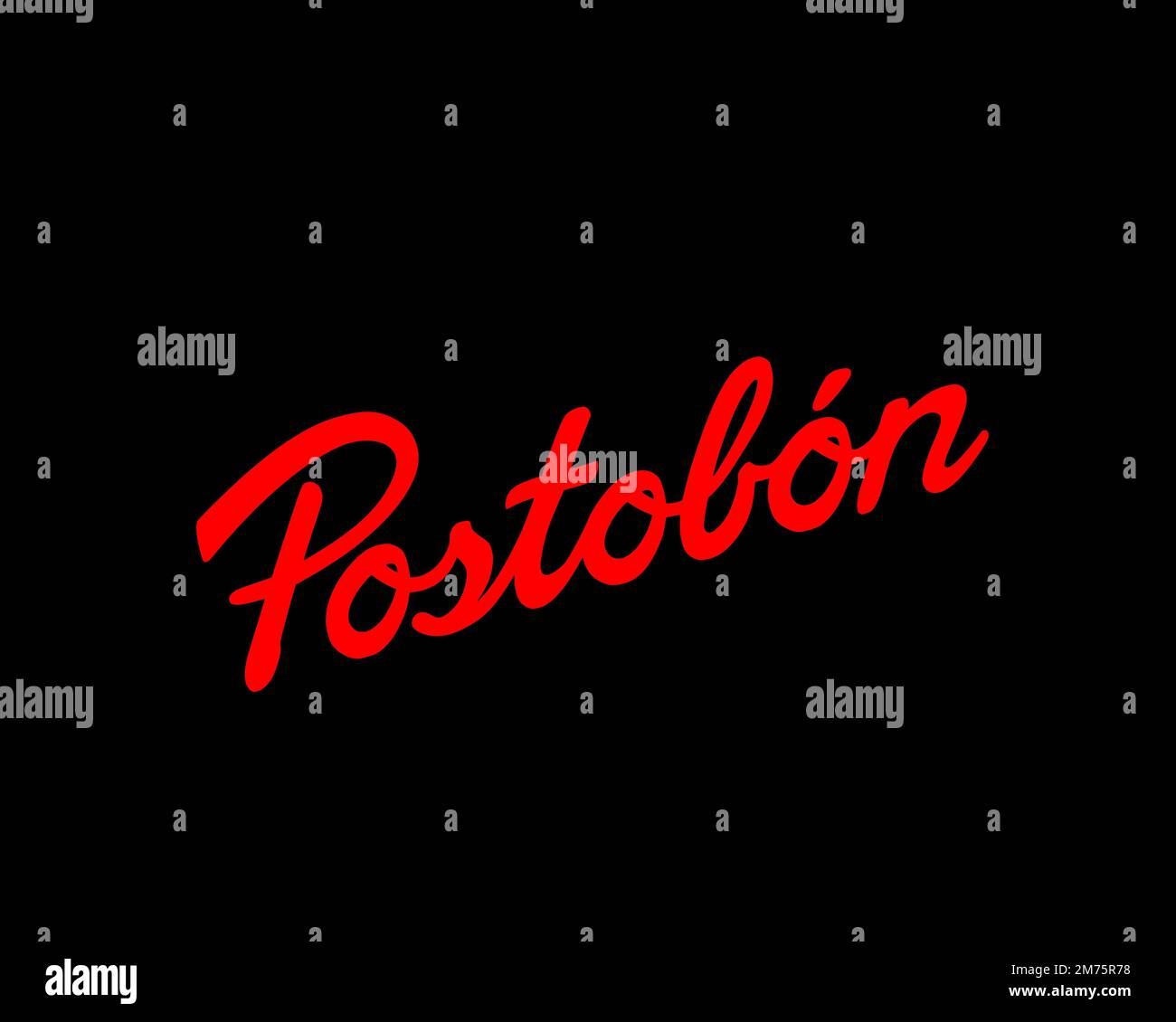 Postobon, rotated logo, black background Stock Photo - Alamy