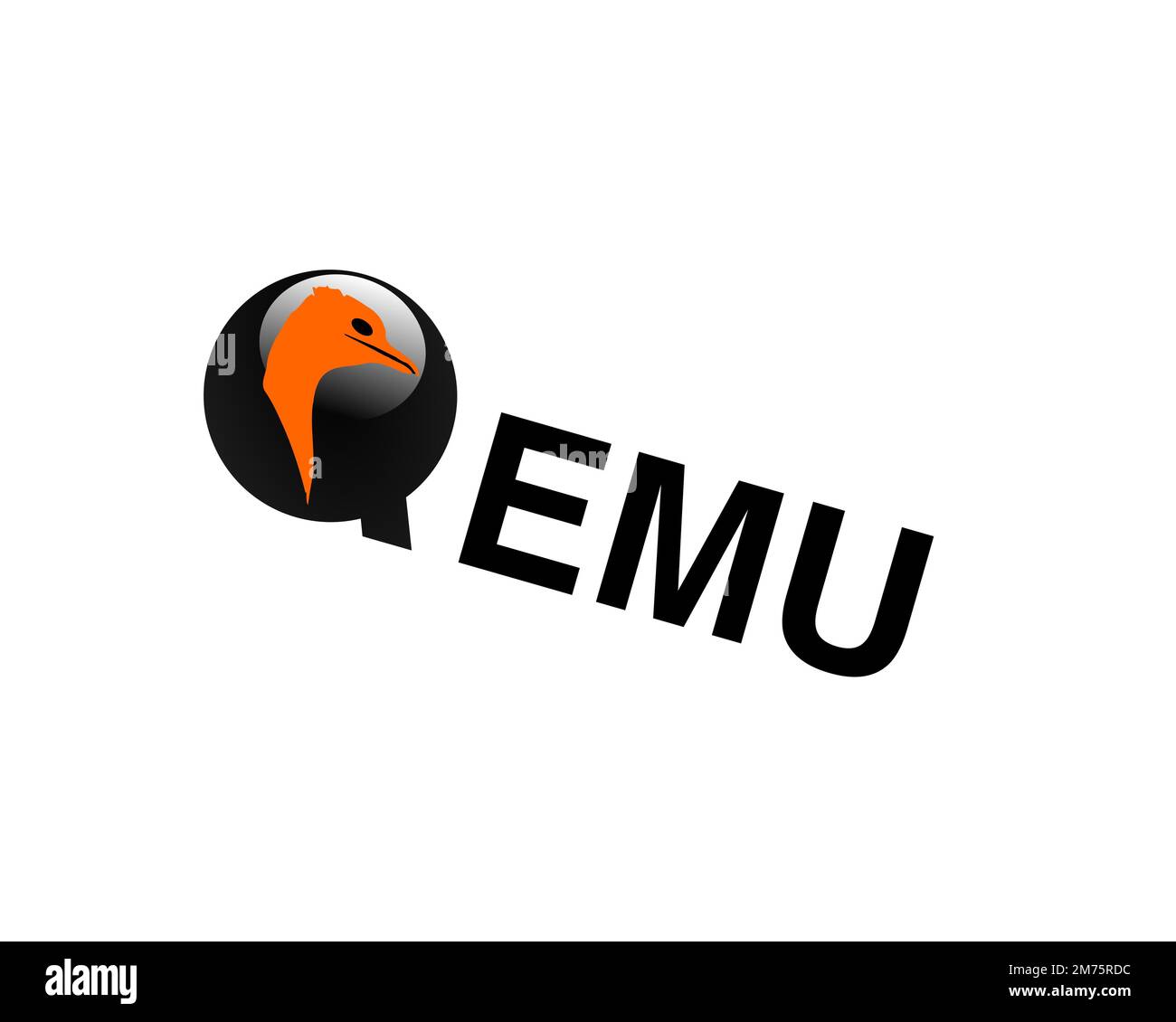 QEMU, rotated logo, white background B Stock Photo - Alamy