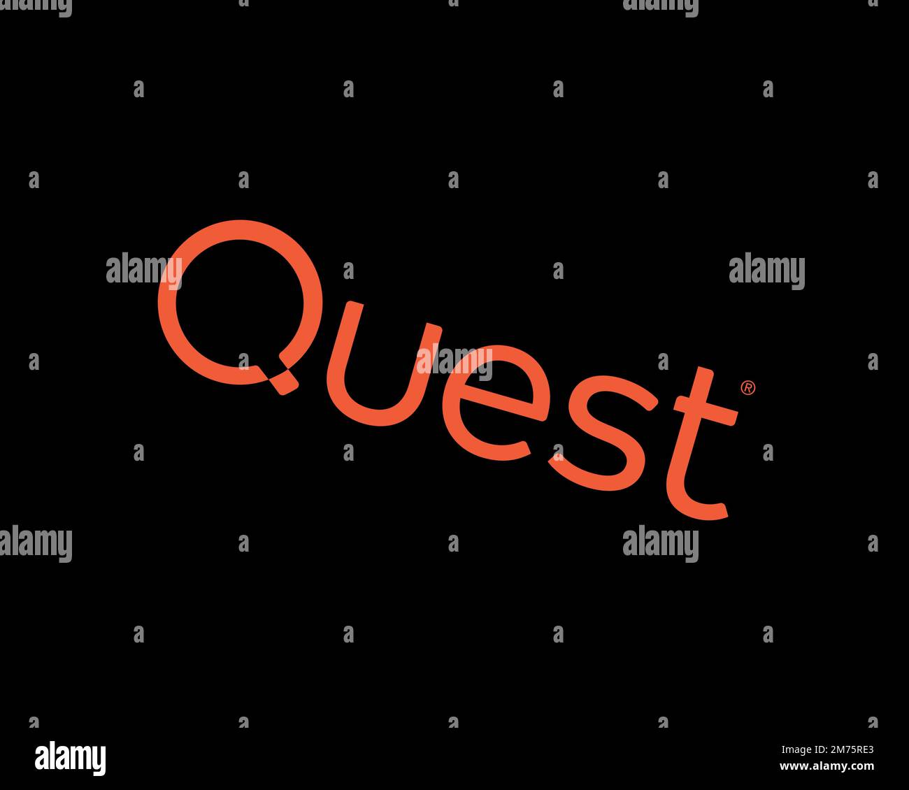 Quest Software, rotated logo, black background B Stock Photo - Alamy