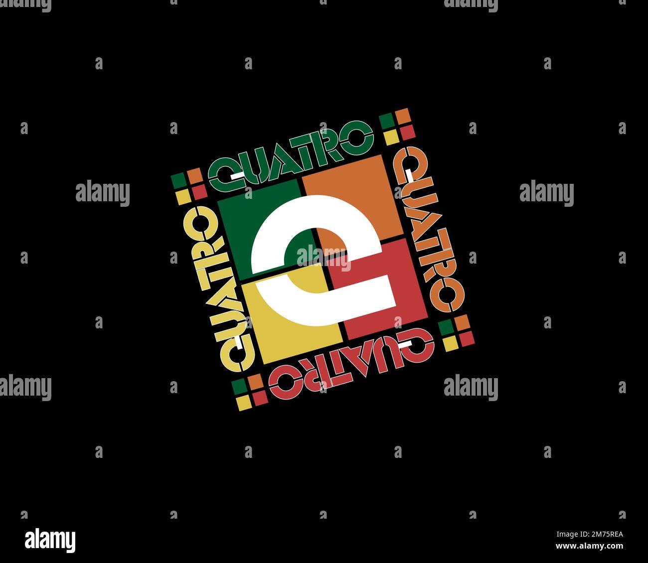Quatro drinks company, rotated logo, black background Stock Photo - Alamy