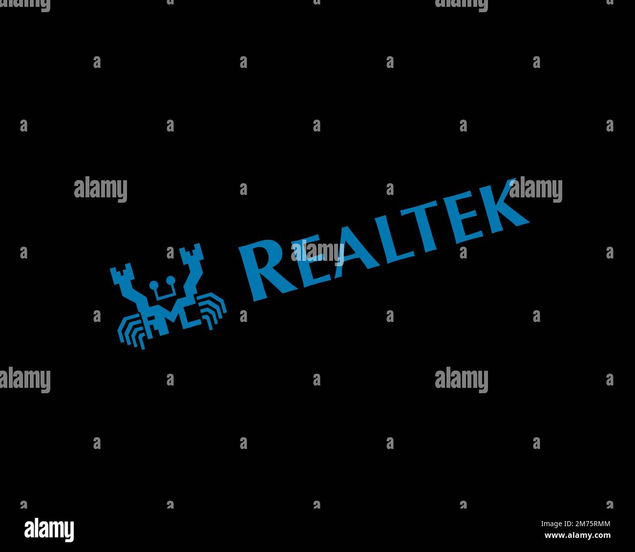 Realtek, rotated logo, black background Stock Photo - Alamy