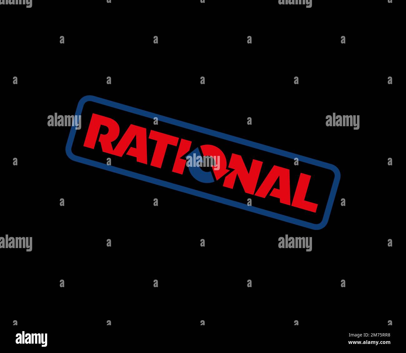 Rational AG, rotated logo, black background B Stock Photo - Alamy