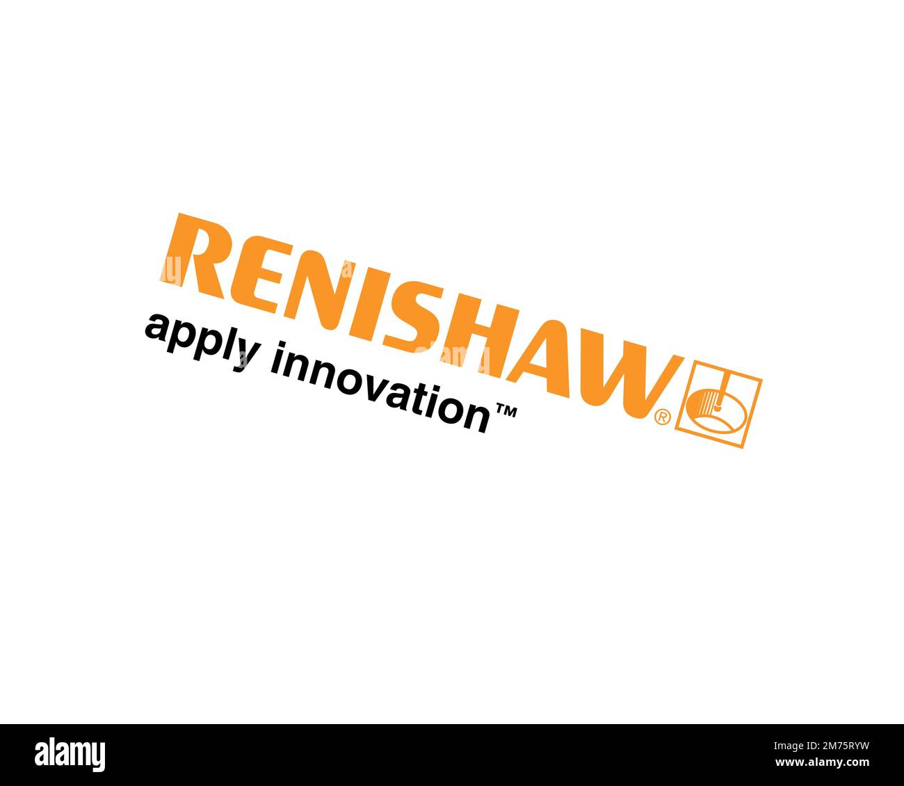Renishaw plc, rotated logo, white background B Stock Photo - Alamy