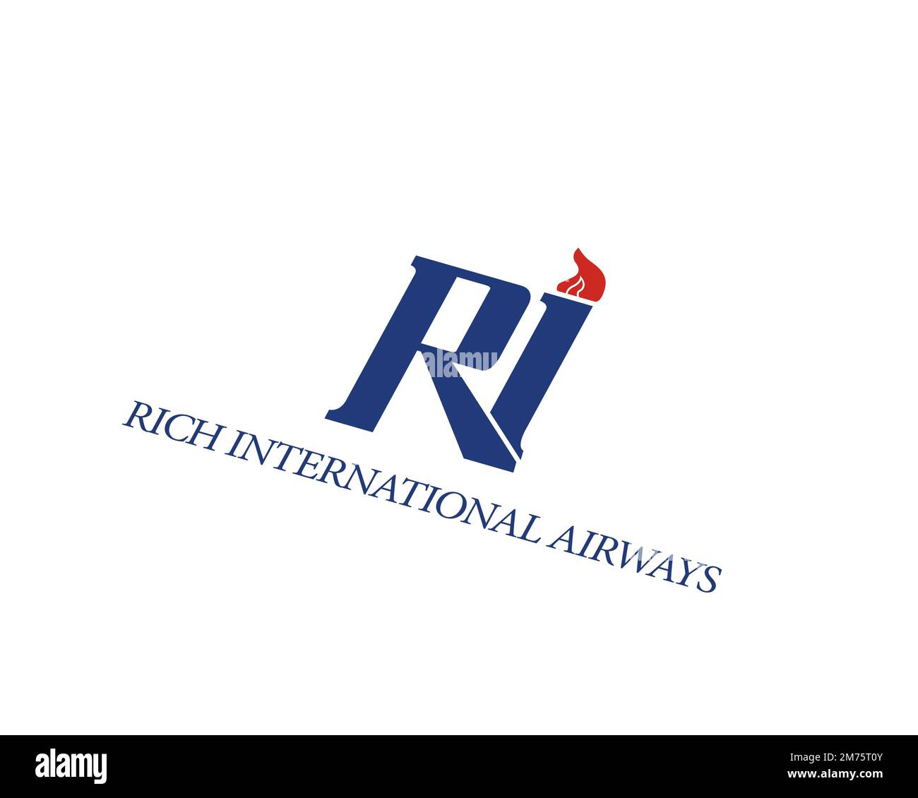 Rich International Airways, rotated logo, white background B Stock ...
