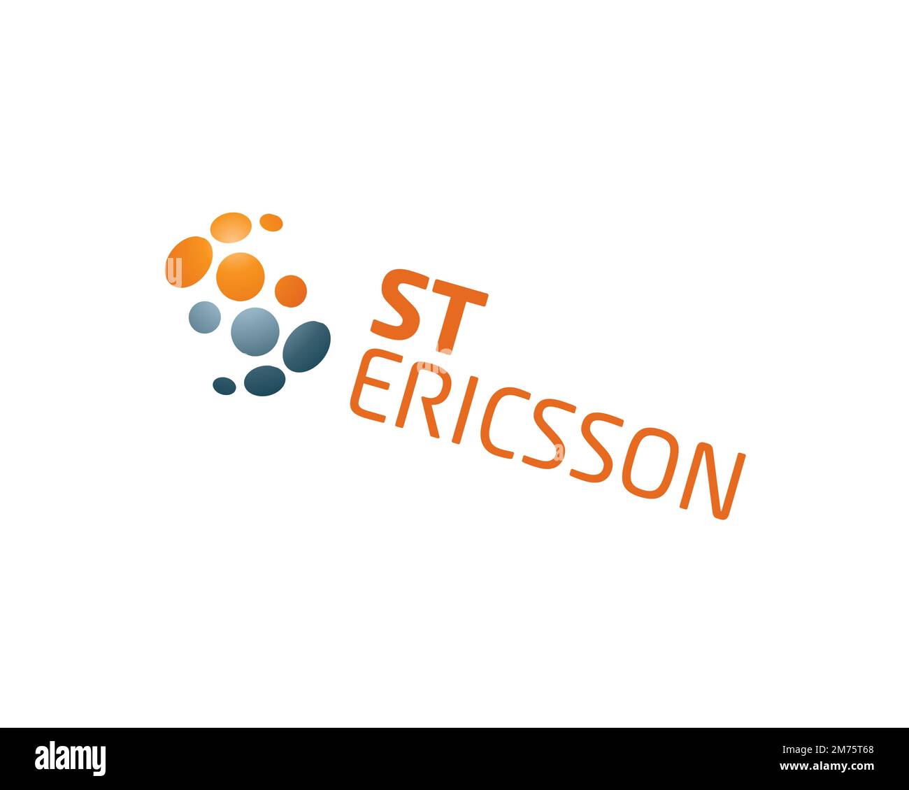 ST Ericsson, rotated logo, white background B Stock Photo - Alamy