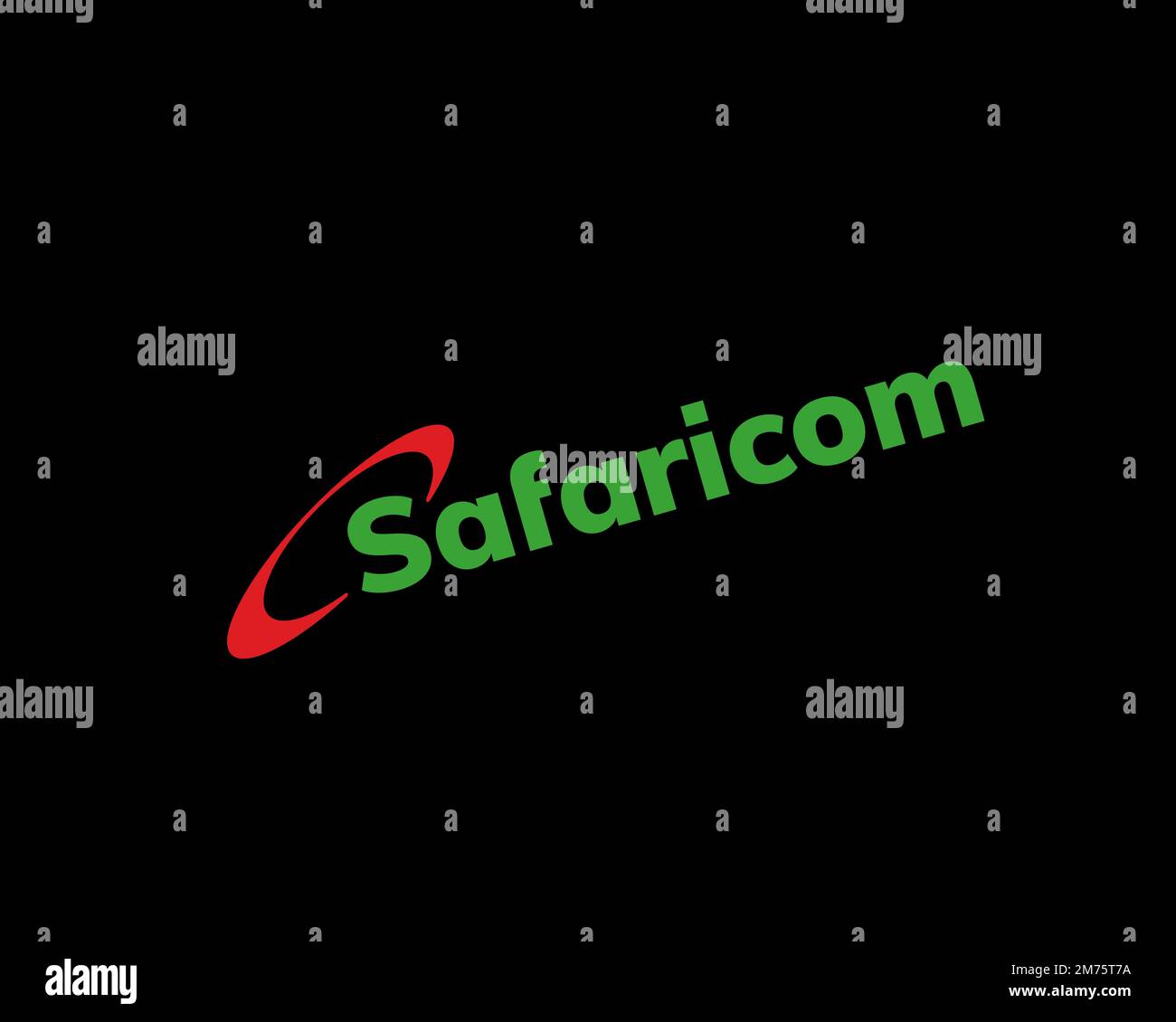 Safaricom, rotated logo, black background Stock Photo - Alamy